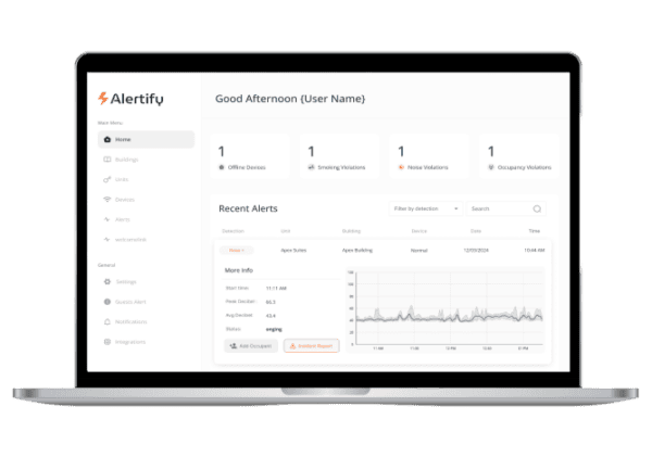 Noise & Smoking Monitoring for Homes, Hotels & More
